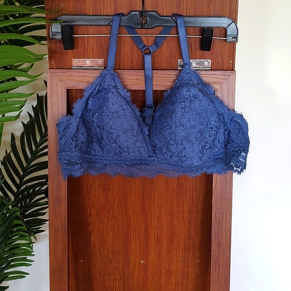 aerie | Intimates & Sleepwear | Aerie Slate Blue Lace Bralette Lightly ...